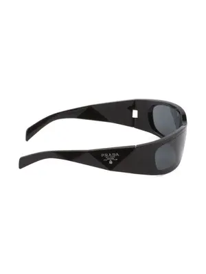 Prada Symbole Wraparound Sunglasses - Black