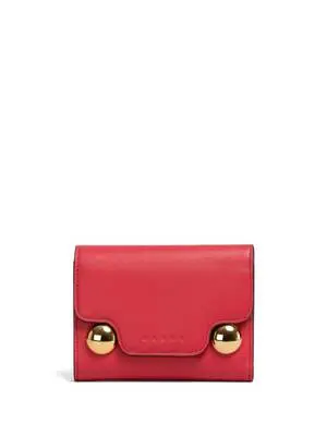 Marni Trunkaroo Trifold Leather Wallet Red