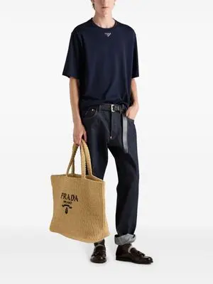 Prada Enamel Triangle-logo Cotton T-shirt - Blue