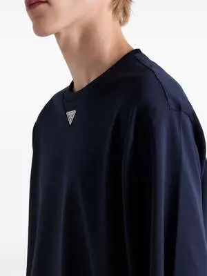 Prada Enamel Triangle-logo Cotton T-shirt - Blue