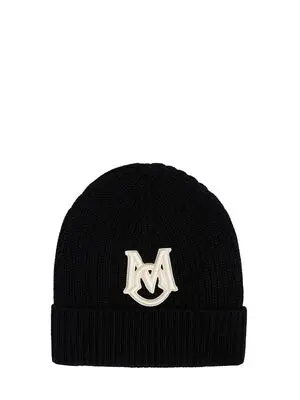 Moncler Embroidered Monogram Cotton Beanie - Black