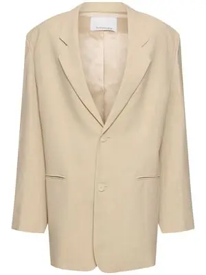 THE FRANKIE SHOP THE FRANKIE SHOP Aiden Linen & Viscose Blazer - Beige