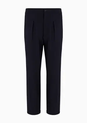 Giorgio Armani Single-pleat Virgin Wool And Cashmere Seersucker Trousers