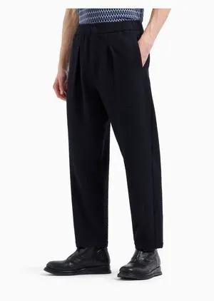 Giorgio Armani Single-pleat Virgin Wool And Cashmere Seersucker Trousers