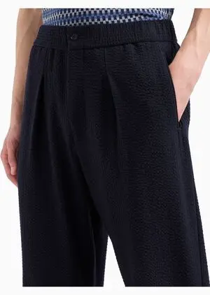 Giorgio Armani Single-pleat Virgin Wool And Cashmere Seersucker Trousers