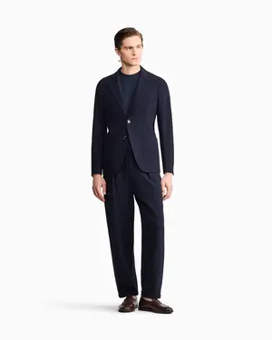 Giorgio Armani Single-pleat Virgin Wool And Cashmere Seersucker Trousers