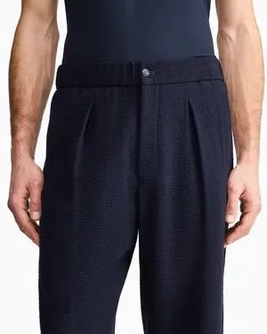 Giorgio Armani Single-pleat Virgin Wool And Cashmere Seersucker Trousers