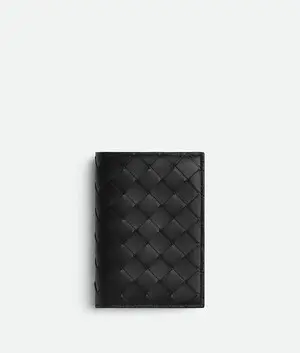 BOTTEGA  VENETA Intrecciato Medium Bi-fold Wallet With L-zip - Black