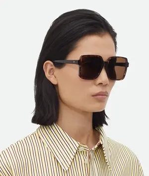 BOTTEGA  VENETA Square Frame Sunglasses - Havana/brown