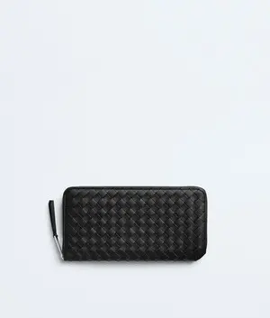 Bottega Veneta Intrecciato Piccolo Zip Around Wallet - Black