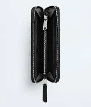 Bottega Veneta Intrecciato Piccolo Zip Around Wallet - Black