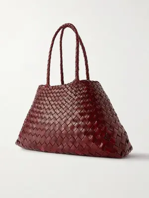 Dragon Diffusion Santa Croce Woven Leather Tote Bag - Burgundy