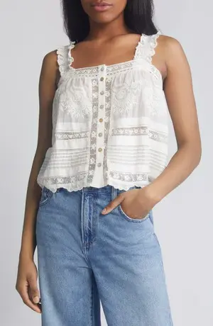 LoveShackFancy Sully Lace Sleeveless Top