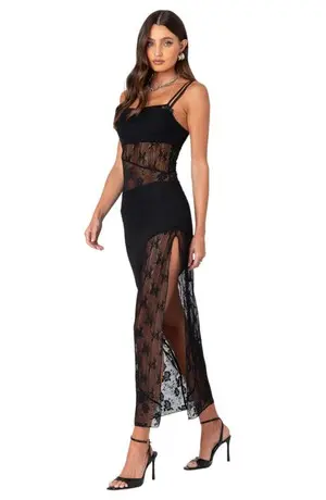 EDIKTED Sheer Mesh And Lace Dress
