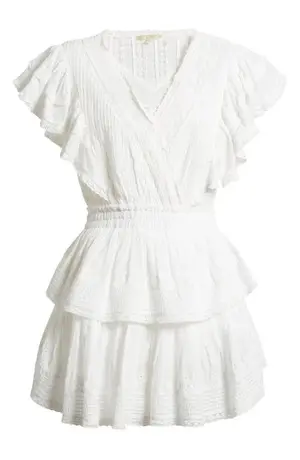 LoveShackFancy Gwen Ruffle Cotton Eyelet Minidress - White