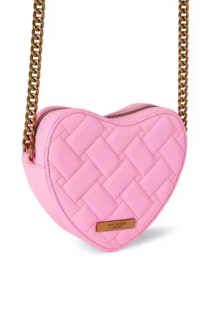 Kurt Geiger Kensington Heart Quilted Leather Crossbody Bag - Pink