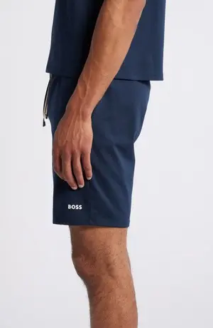 BOSS Unique Drawstring Jersey Lounge Shorts - Dark Blue