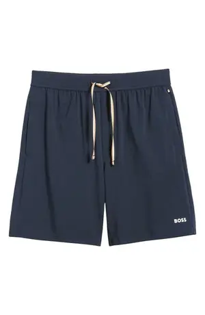 BOSS Unique Drawstring Jersey Lounge Shorts - Dark Blue