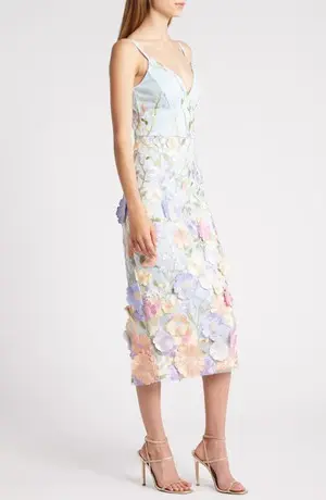 Bebe Floral Embroidery Midi Dress