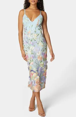 Bebe Floral Embroidery Midi Dress