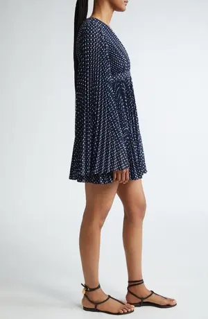 Michael Kors Pleated Long Sleeve Minidress