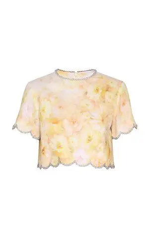 Zimmermann Crush Scalloped Linen Crop Top