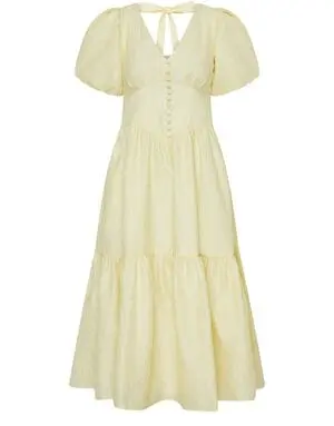 SELF-PORTRAIT Jacquard Midi Dress - Yellow