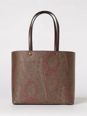 Etro Essential Paisley Print Coated Cotton Bag With Calfskin Details