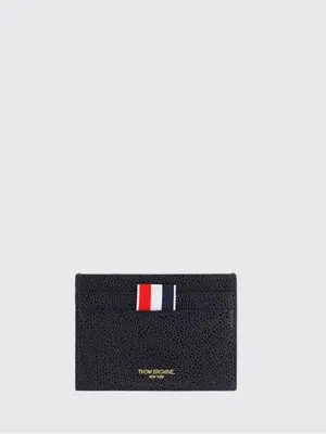 Thom Browne Compact Card Holder In Leather With Logo And Multiple Slots - Black