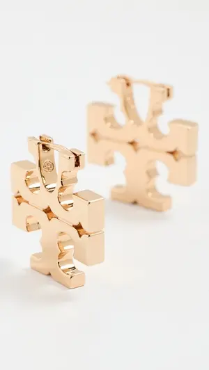 Tory Burch Logo Hoop Earrings - Tory Gold
