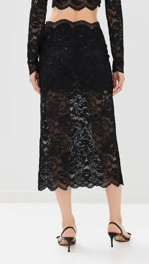 Rabanne Midi Skirt In Lace - Black
