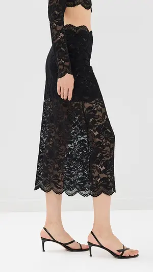 Rabanne Midi Skirt In Lace - Black