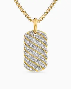 David Yurman David Yurman Sculpted Cable Tag In 18K Yellow Gold Diamond