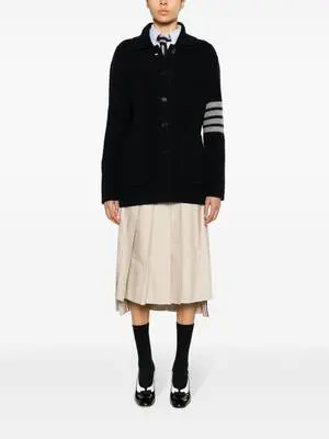 Thom Browne Spread-collar Cable-knit Cardigan - Blue