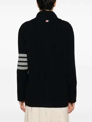 Thom Browne Spread-collar Cable-knit Cardigan - Blue