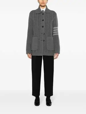 Thom Browne Cable-knit Wool-blend Bomber Jacket - Grey