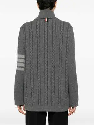 Thom Browne Cable-knit Wool-blend Bomber Jacket - Grey