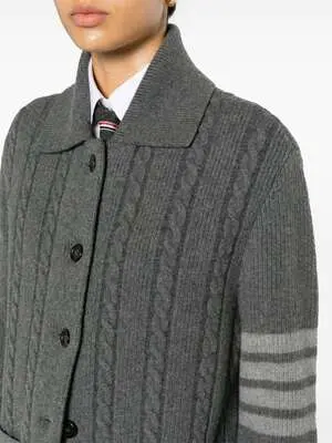 Thom Browne Cable-knit Wool-blend Bomber Jacket - Grey