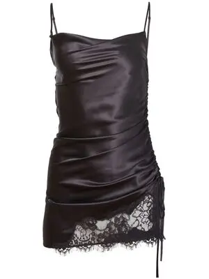 FLEUR DU MAL Ruched Silk Dress - Black