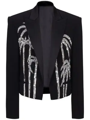 Balmain Palm Tree-print Blazer - Black