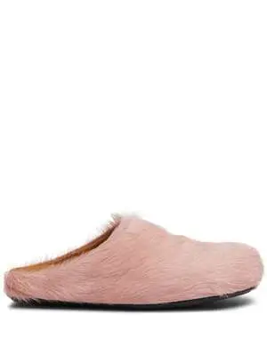 Marni Long Hair Calfskin Fussbett Sabots - Pink