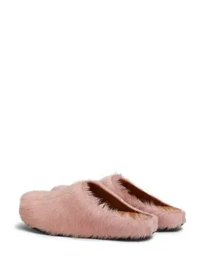 Marni Long Hair Calfskin Fussbett Sabots - Pink