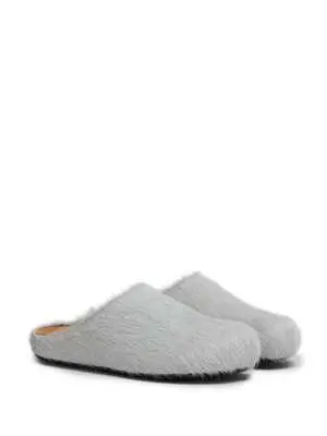 Marni Long Hair Calfskin Fussbett Sabots - Grey