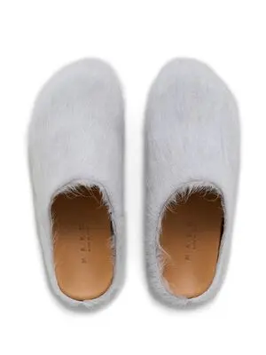 Marni Long Hair Calfskin Fussbett Sabots - Grey