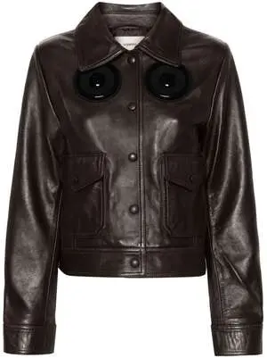 Coperni Appliqué Leather Jacket - Brown