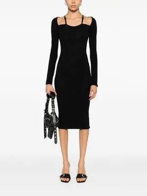 Versace Baroque-buckles Knitted Midi Dress