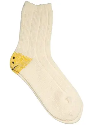 Kapital Intarsia Knit Socks - White