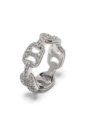 ROSES METALS 14kt White Gold Chain-effect Diamond Ring