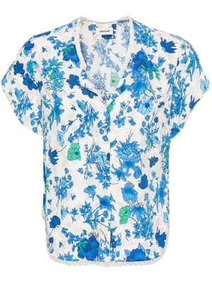 Zadig&Voltaire Tiffiny Floral-print Crepe Blouse - Blue