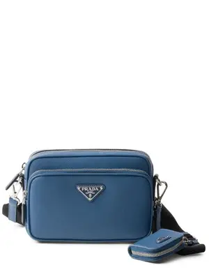 Prada Prada Saffiano Leather Shoulder Bag Blue